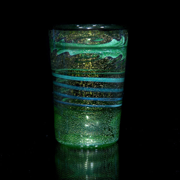 WC Stearns - Green Dichroic Wigwag Pint Glass - Timeless Glass Gallery